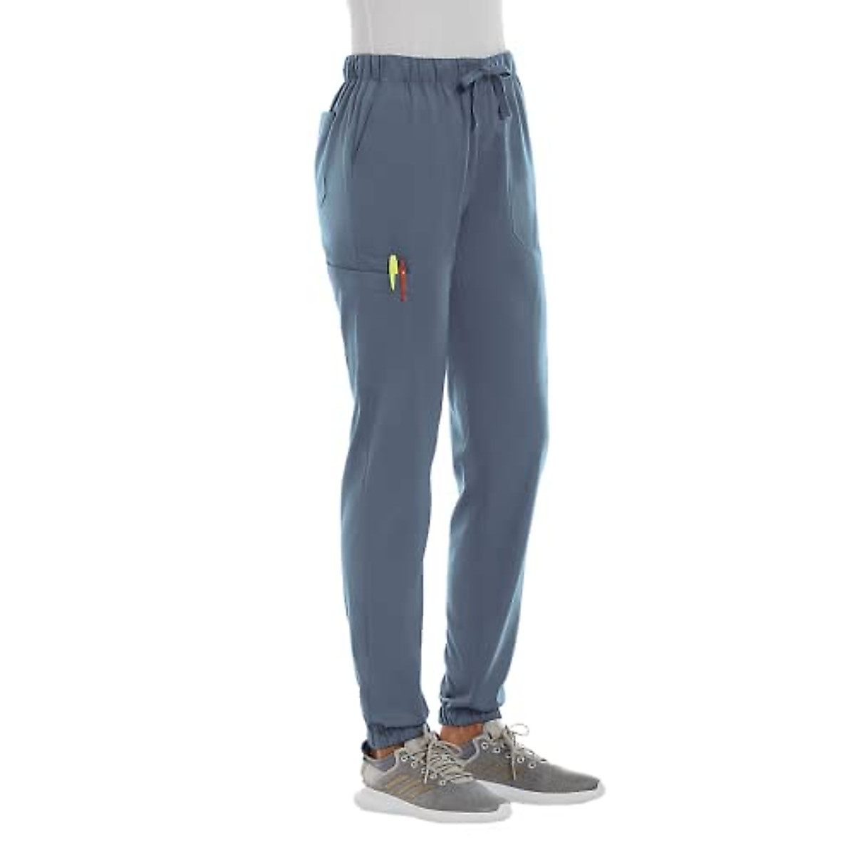 V-Neck Jogger Scrubs for Women Set 7 Pocket 4-Way Stretch Elements EL9935 (Ceil Blue, Medium)