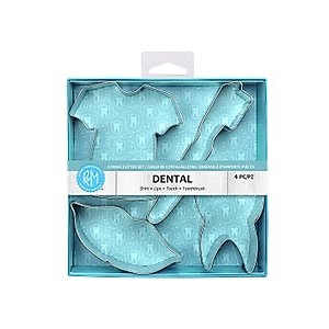 R&M International Dental Cookie Cutters, Scrub Shirt, Lips, Tooth, Toothbrush, 4-Piece Set