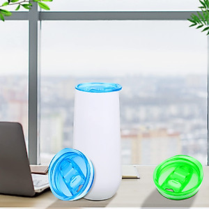 2 Pcs 20 oz Skinny Replacement Lids Tumbler Replacement Lids Plastic Splash Resistant Lids Covers Spill Proof Skinny Tumbler Lid Cup Covers for Mouth Tumbler Cooler Cup (Green, Light Blue)