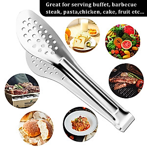 XEVOM Serving Tongs, 8 Pack, 7 Inch, Stainless Steel, Silver, Buffet Tongs