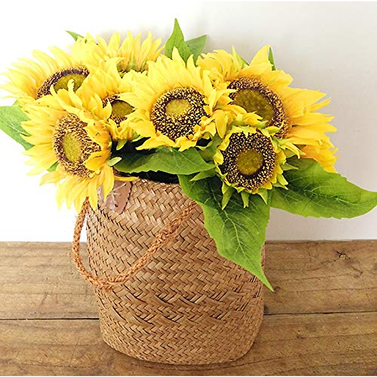 AMZALI Artificial Flowers Sunflowers Bouquet Centerpieces Real Touch Silk Fake for Wedding Bride Floral for Home Arrangement Decoration Garden Decor