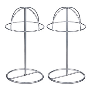 uxcell Metal Hat Display Stand 2 Pack Tabletop Hat and Wig Rack Holder Freestanding for Baseball Cap, Fedora Hat, Cowboy Hat - Silver, 12 Inch