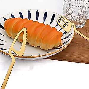 JANKNG Matte Gold Silverware Set, 20-Piece 304 Stainless Steel Flatware Hanging Cutlery Set Service for 4, Satin Finish Kitchen Utensil Set, Knife Fork Spoon Salad Fork Dishwasher Safe