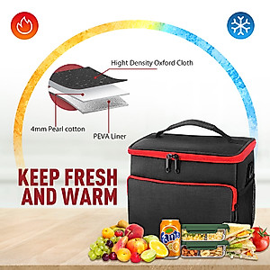 EASYFUN Adult Lunch Box for Men & Women Insulated Large Lunch Bag with Adjustable Shoulder Strap, Leak Proof Reusable Lunch Cooler Tote Bag