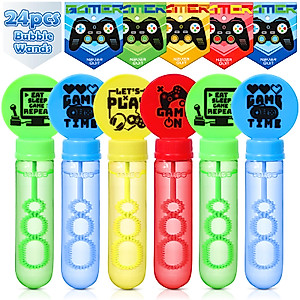 Winrayk 24Pcs Video Game Bubble Wands for Kids Bubbles Party Favors Mini Bubbles Bulk Easter Valentines Day Prizes Pinata Filler Stuffer Gamer Gaming Party Favors Birthday Supplies (with 24 Gift Card)