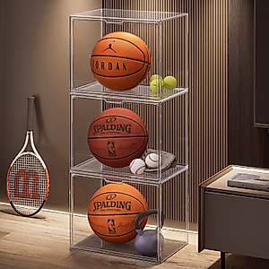 UTHIN Extra Large 17.7"X13"X 13" Acrylic Stackable Storage Bins, Clear Organizer Box Display Case with Magnetic Door, Big Display Storage Box for Handbags, Purses, Figures, Book, Boots