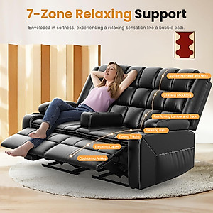 Loveseat Recliner Sofa, Reclining Loveseat with Removable Console, USB Ports & Cup Holders, RV Wall Hugger Double Recliner Couch, 2 Layer Cushion Modern Manual Love Seat Chair for Living Room, Black