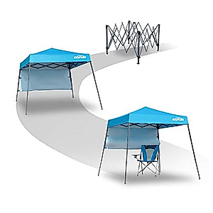 EzyFast Ultra Compact Backpack Canopy, Pop Up Shelter, Portable Sports Cabana, 7.5 x 7.5 ft Base / 6 x 6 ft top for Hiking, Camping, Fishing, Picnic, Family Outings