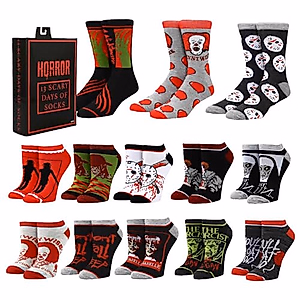 Warner Brothers Horror Icons Men's 13-Pack Crew & Ankle Socks