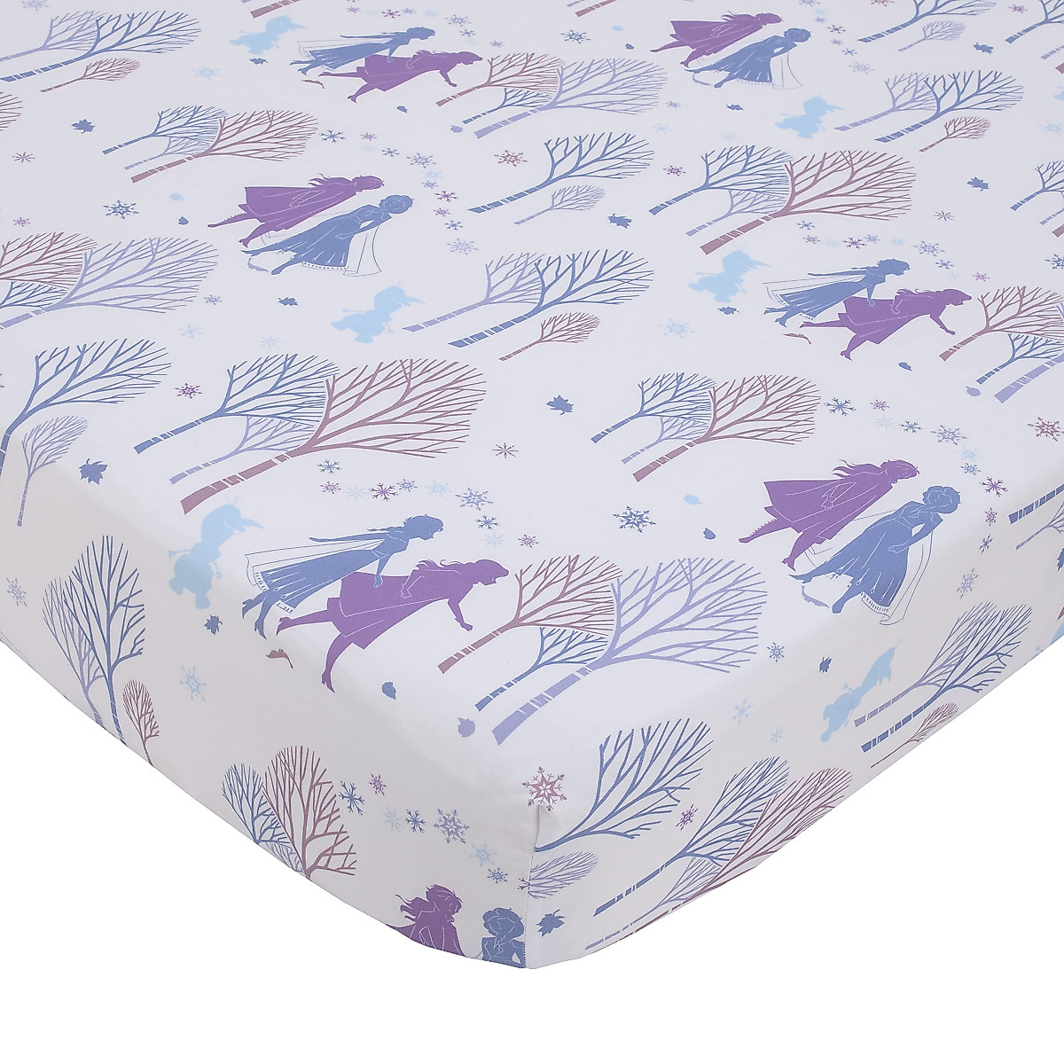 Disney Frozen II Traveling North Lavender, Light Blue & Plum 2Piece Toddler Sheet Set - Fitted Bottom Sheet, Reversible Pillowcase, Lavender, Light Blue, White, Plum