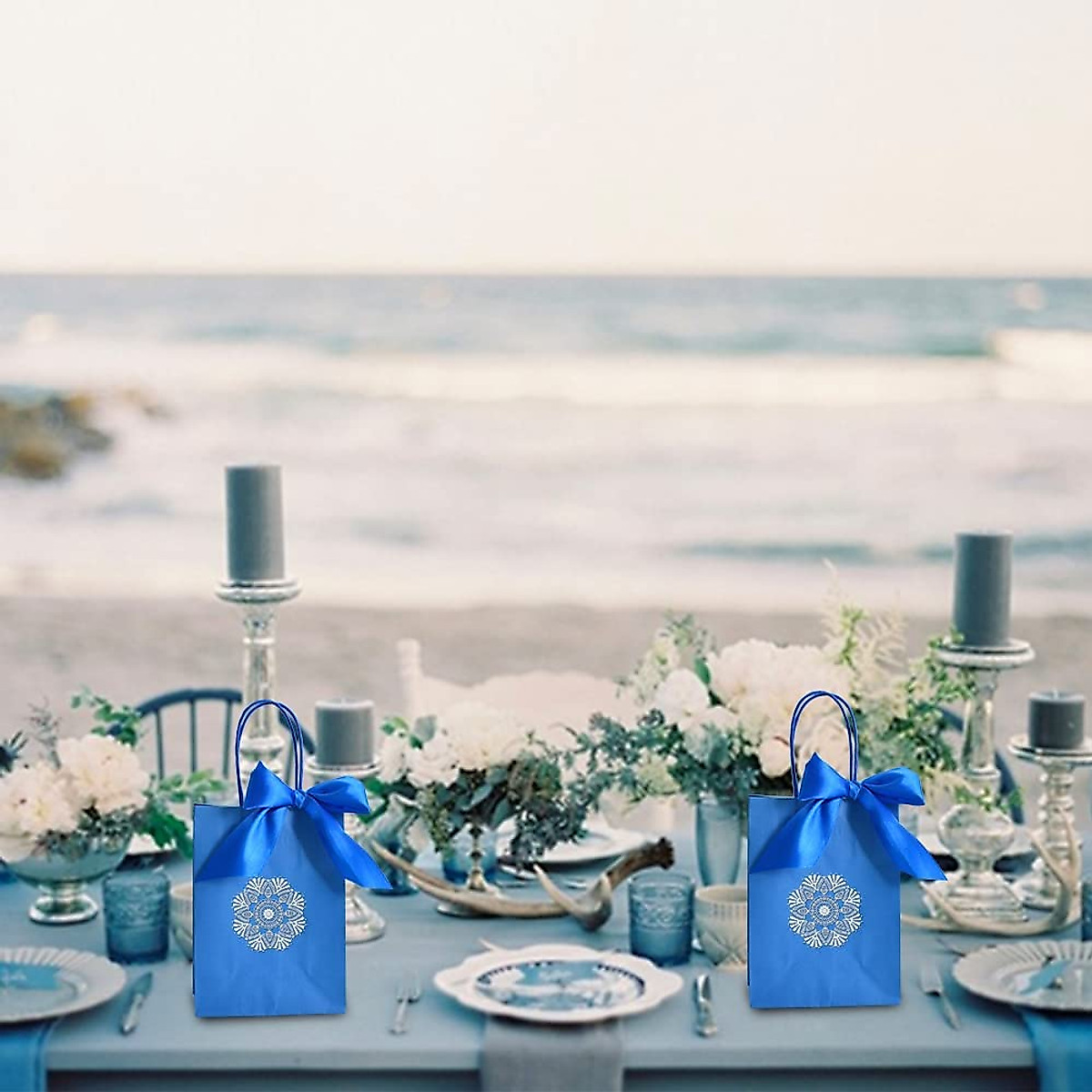 BEISHIDA Small Gift Bags Party Favor Bags Paper Gift Bags Blue Gift Bags with Handles Birthday Gift bags (6.5 x 4.5 x 2.5 Inch, 20PCS)