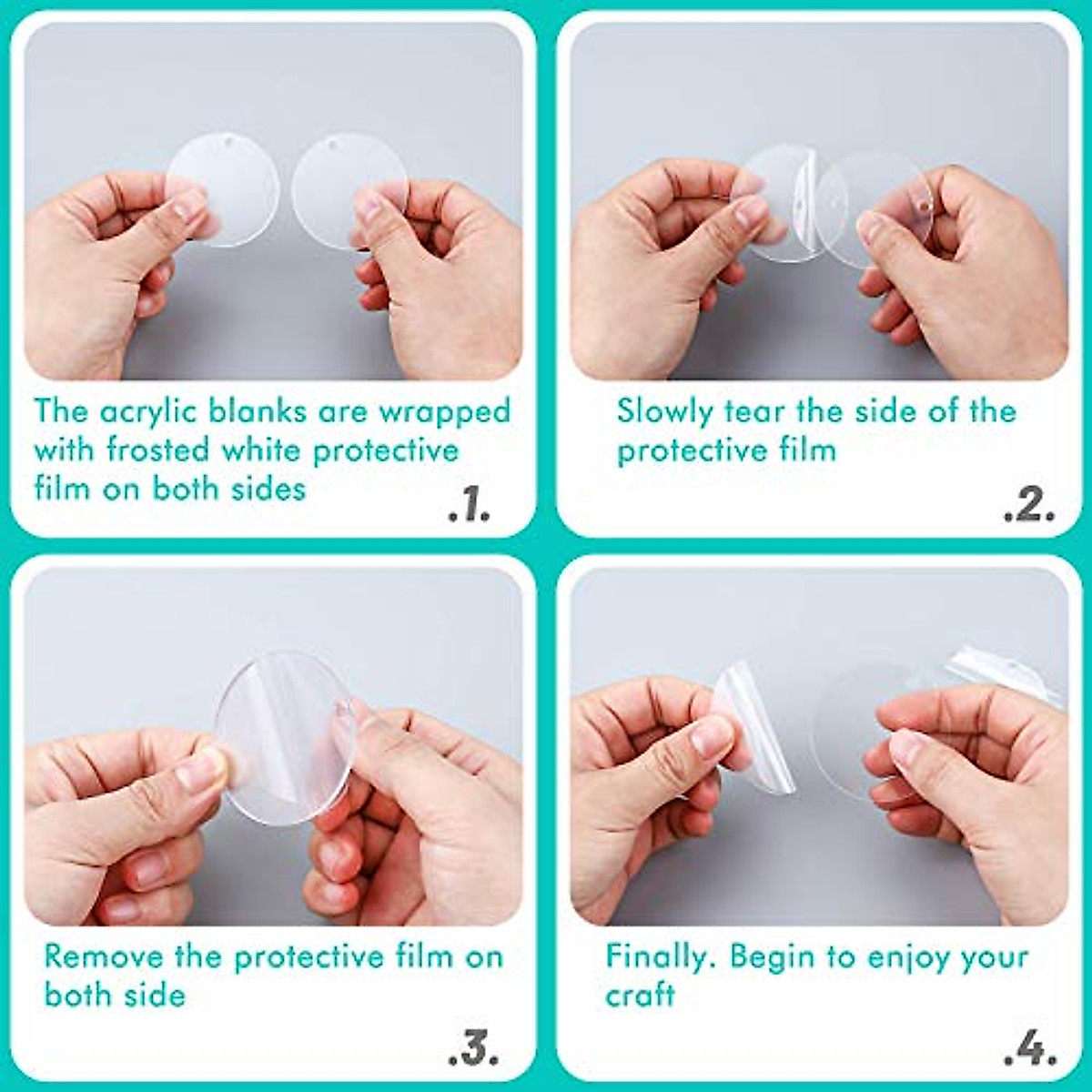 Acrylic Keychain Blanks, Audab 120pcs Blank Keychains for Vinyl Kit Including 30pcs Acrylic Discs, 30pcs keychain Tassels, 30pcs Gold Key chain Rings and 30pcs Jump Rings for DIY Keychain, Vinyl Craft