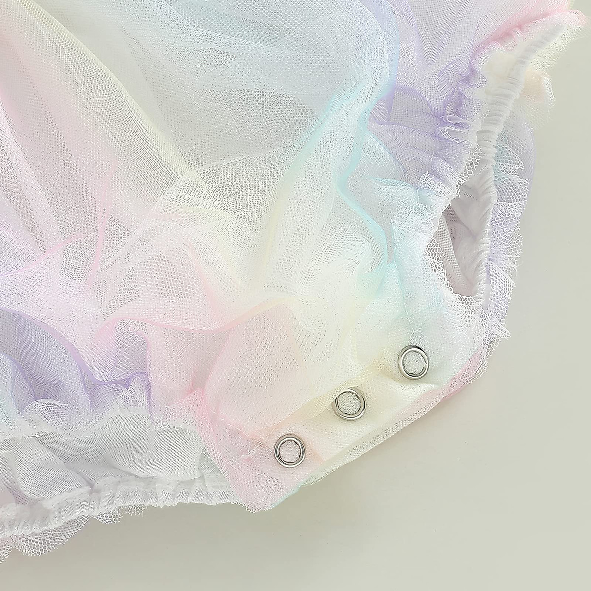 Newborn Baby Girls Summer Clothes Fly Sleeve Ruffle Romper Square Neck Smocked One-Piece Tulle Bodysuit Jumpsuit (Multi-color, 12-18 Months)