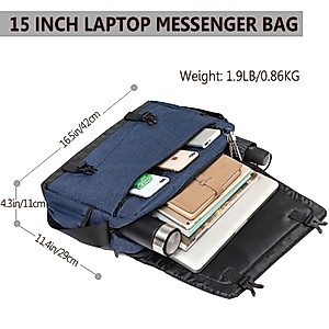Messenger Bag for Men, Lightweight Water Resistant 15.6 Laptop Shoulder Bag for Business Office by Vonxury Blue