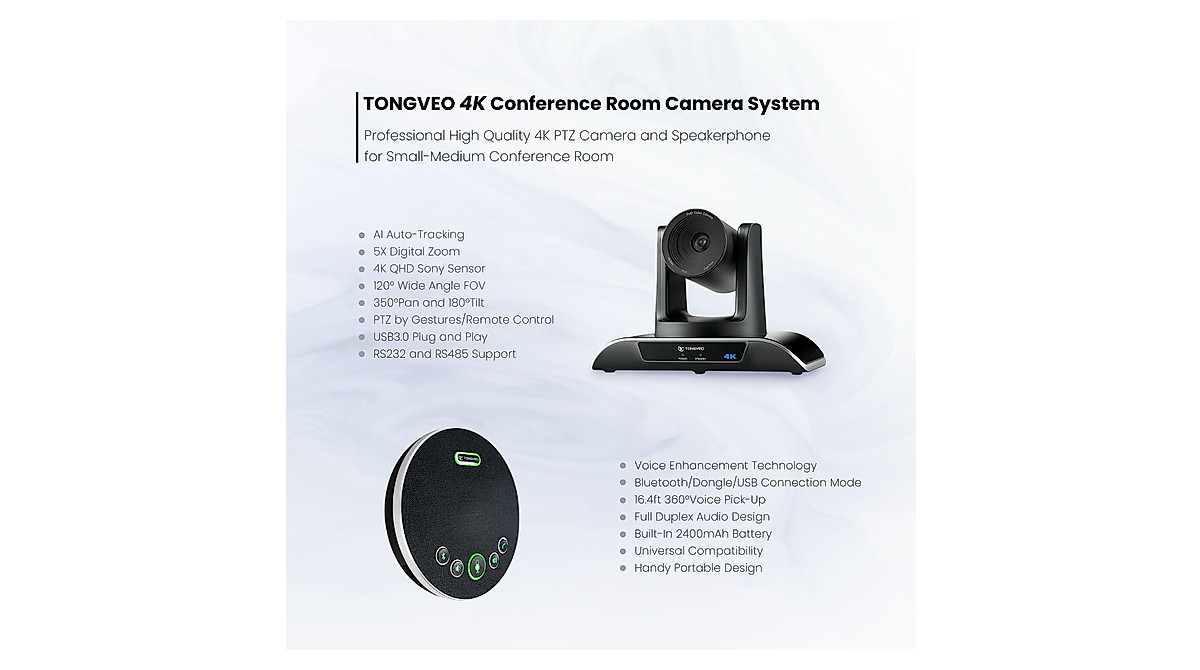 TONGVEO 4K Conference Camera with AI Tracking