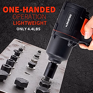 MANUSAGE Air Impact Wrench 1/2 inch with Twin Hammers, Pneumatic Heavy Duty Tools, 1200 ft-lbs Powerful Torque Output,7000RPM, Forward/Reverse, Speed Control, RP9510, Black, Red