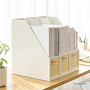 Tbkoly Bookends Multifunctional Desktop Magazine Holder Vertical Bookend Simple Inclined File Document Organizer Holder for School Deskl Bookends for Shelves (Color : White)