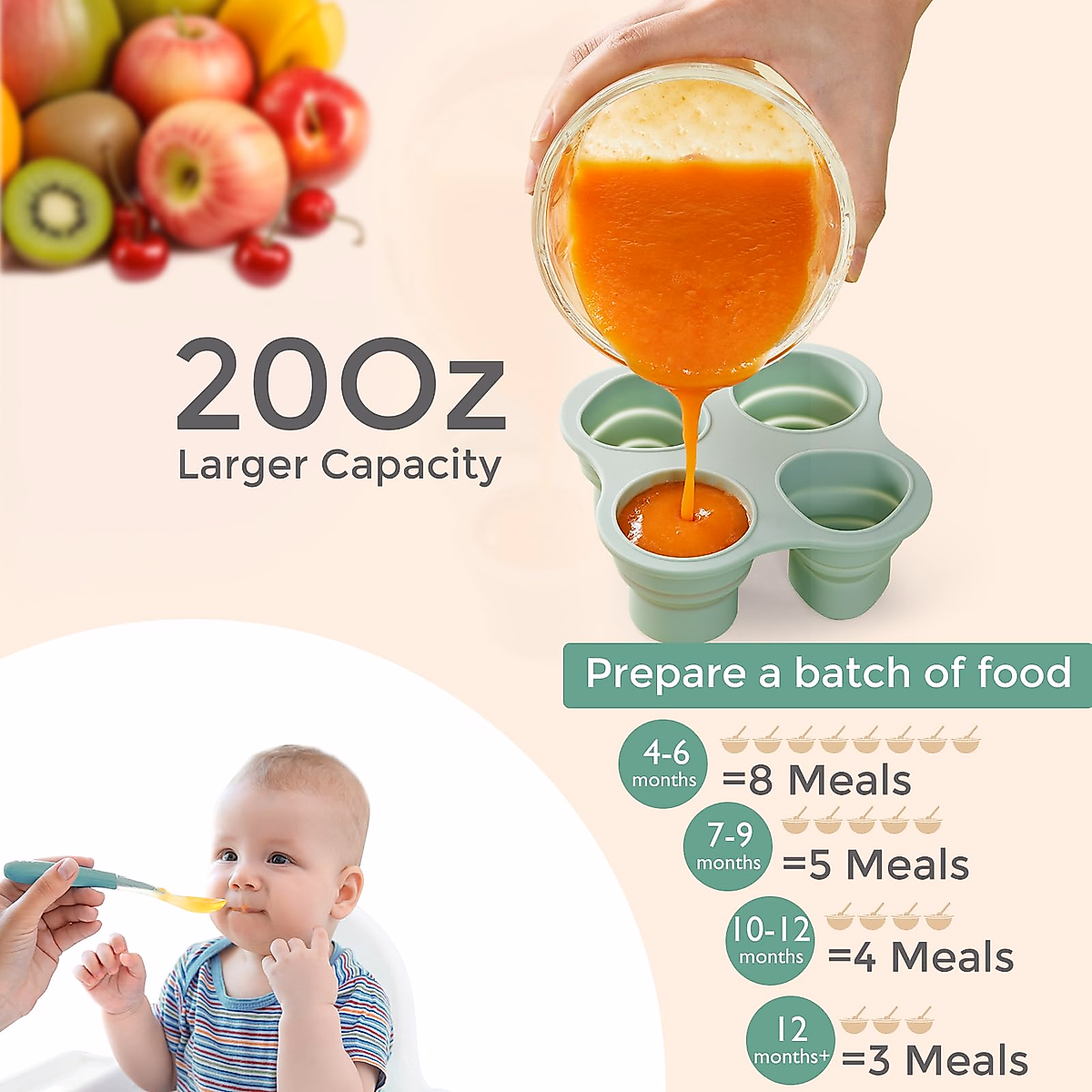 Momcozy 9-in-1 Baby Food Maker & Blender Set, 7-Second Quick Soft Food Prep for Baby, 20oz Baby Food Processor for Meat, Vegetable, Fruit with Baby Food Containers, Food Freezer Tray, Silicone Spoons