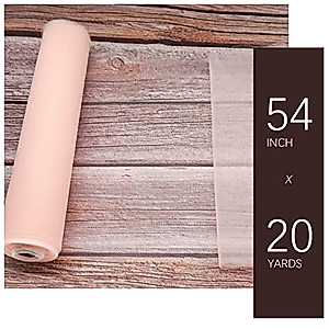 54" by 20 Yards Tulle Fabric Rolls Blush Tulle Ribbon Tutu Spool Bolt for DIY Wedding Decoration Baby Shower Tutu Skirt Gift Wrapping Large Matte Tulle, Roll Packaging (Blush)