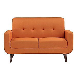 Lexicon Fitch 56" Polyester Fabric Loveseat with Tufted in Orange