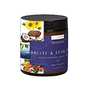 SKINTENSIVE Highest Purity Organic Arnica Plant-Based Bruise Cream for Thin Skin - Moisturizing, Anti-Aging, Healing, and Fading Scar Lotion, Vitamin K C and E, Skin Renewal
