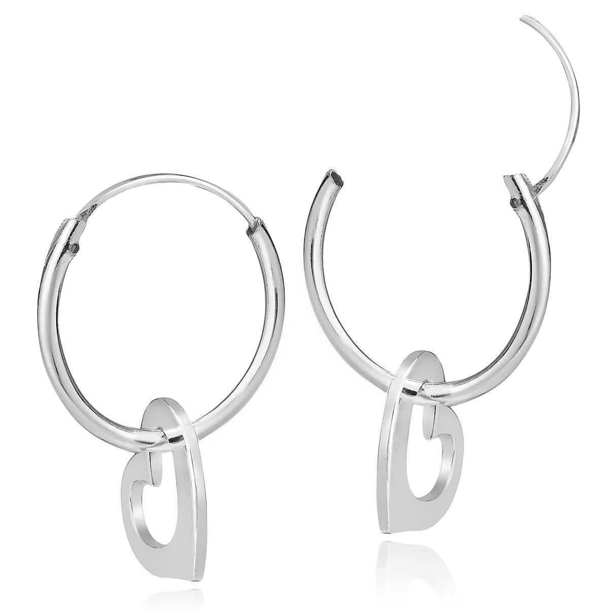 AeraVida Dainty Romantic Love Heart .925 Sterling Silver Hoop Dangle Earrings | Tiny Heart Dangle Earrings for Women | Sterling Silver Heart Earrings