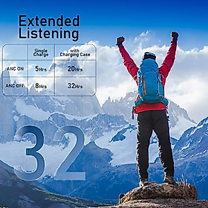 Active Noise Cancelling Wireless Earbuds, ANC Bluetooth 5.0 Headphones with Charging Case, Touch Control, Built-in 4 Mic Earphones, Deep Bass, 30H Playtime, Waterproof Headset for Android iOS