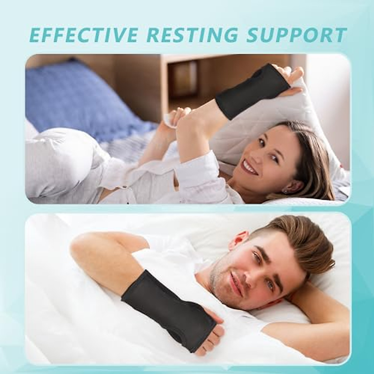 fibee 2 Pack Night Wrist Sleep Support Brace,Carpal Tunnel Wrist Brace Night Support,Adjustable Compression Wrist Splint for Tendonitis Arthritis Pain Relief Hand Support with Cushioned Beads Padded