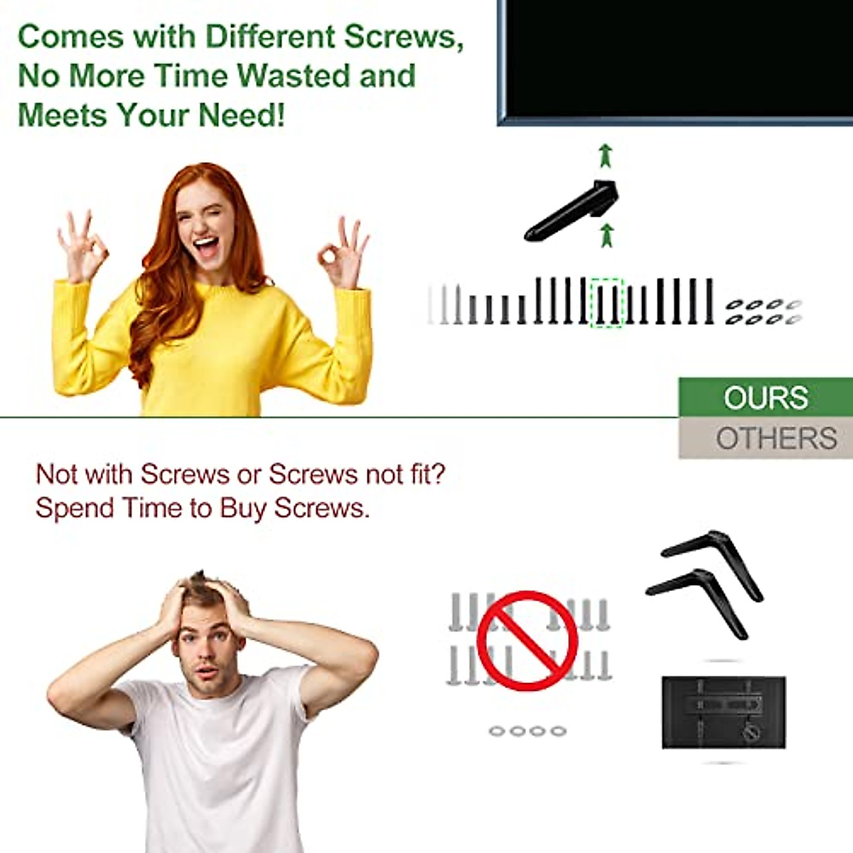 TV Stand Screws and Washers for Samsung TV Stand Screws Kit, for Samsung 32" 40" 43" 45" 50" 55" 60" 65" 70" 75" 80" 85" TV Legs Screws, TV Mount Screws for Samsung TV Stand Leg Screws