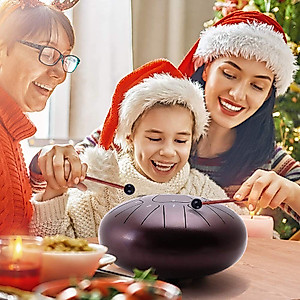 Steel Tongue Drum, 11 Notes-8 Inch Tambourine Percussion Instrument, Drum with Mallets, Mallet Stand, Tonic Stickers, Travel Bag Fingertip Sheet Music, Suitable for Personal Meditation, Yoga, Zen