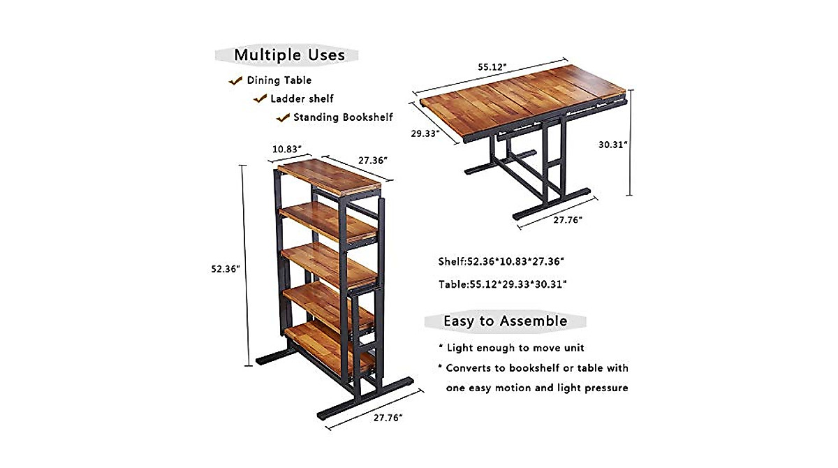 Versatile 55'' Convertible Shelf to Table for Small Spaces