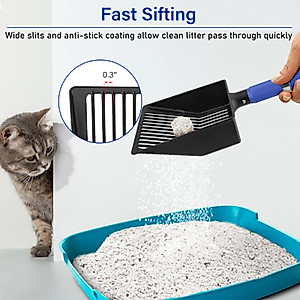 JAMIEWIN Extendable Metal Cat Litter Scoop, Long Handle Litter Sifting Shovel, 21"-39.5" No Bending Back Cat Scooper for Litter Box Heavy Duty Pet Poop Shovel Chicken Poop Scooper