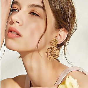 LANTAI 16 Pairs Trendy Acrylic Rattan Earrings for Women-Fashion Summer Beach Statement Earrings Resin Dangle Drop Earrings Vacation Jewelry