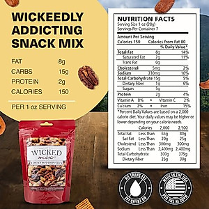 Wicked Mix Snack Mix with Mixed Nuts - Sweet and Salty Snacks Trail Mix Snack Packs with Almonds, Cashews, Pretzels, Pecans - Healthy Snacks Zero Trans Fat in Resealable Bag (Smoky Hot Chipotle, Case of 12)