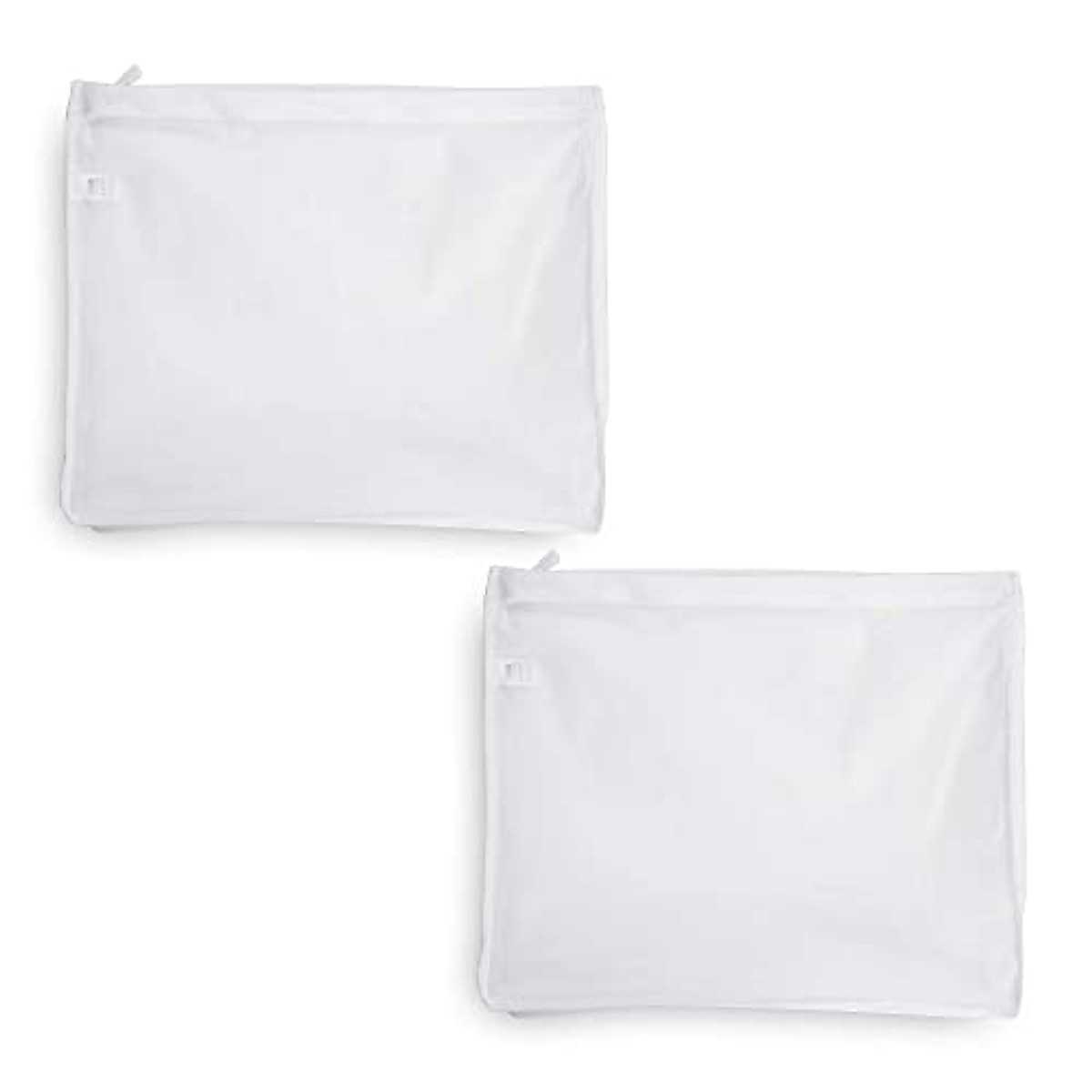 Smart Design Delicates Wash Bag with Safety Zipper - Set of 2 - Washer and Dryer Safe - Mesh Polyester Material - Delicates, Lingerie, and Baby Clothes - 18 x 15 Inch - White