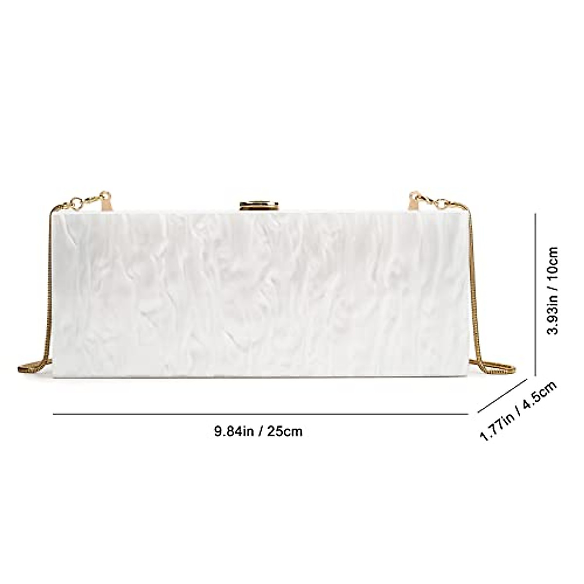 Acrylic Clutch Evening Bag Long Pearl Acrylic Clutch Purse Handbag for Dinner Party Wedding iPhone White