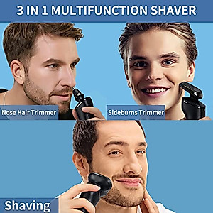 Electric Razor for Men Electric Shavers for Men Electric Razors for Shaving Face Cordless Rechargeable Rotary Shaver Dry Wet Waterproof Mens Face Shaver with LED Display Black