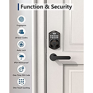 TEEHO TE002 Fingerprint Door Lock - Keyless Entry Door Lock with Keypad - Electronic Deadbolt Keyed Entry - Front Door Lock - Combination Door Lock - Easy Installation - Oil-Rubbed Bronze