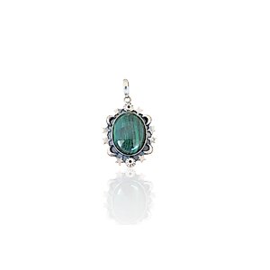 Rekha Gems Malachite Pendant-925 Sterling Silver Pendant-Gemstone Pendant-Green Stone Pendant-Vintage Jewelry-Boho and Hippie Pendant-Vintage Pendant- Birthday Gift-NO-M17