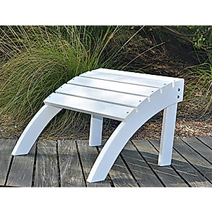 PolyTEAK Outdoor Ottoman, Real Wood Look, All-Weather Outdoor Patio Foot Stool, Outdoor Firepit Foot Rest for Adirondack Chairs (White)