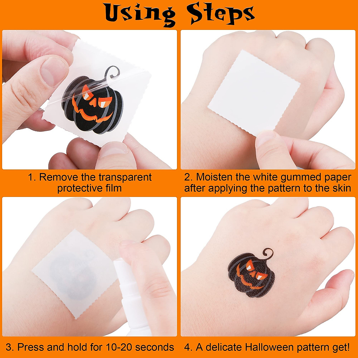 Grehge eces Halloween Temporary Tattoos Stickers 6 Sheets Halloween Themed Tattoos Body Sticker 24 Styles Halloween Party Waterproof Stickers for Halloween Party Favor Decor