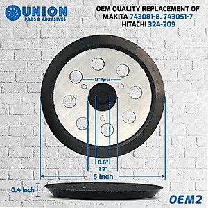Union Pads and Abrasives OEM2 Replacement Sander Hook and Loop Orbital Sander Pad for 743081-8, 743051-7 Hitachi 324-209 Fits BO5010, BO5030/K, BO5031K, BO5041K, SV13YA, SV13YB, XOB01Z Sander