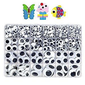 1210pcs Googly Wiggle Eyes Self Adhesive, for Craft Sticker Multi Sizes 4mm to 25mm for DIY by ZZYI