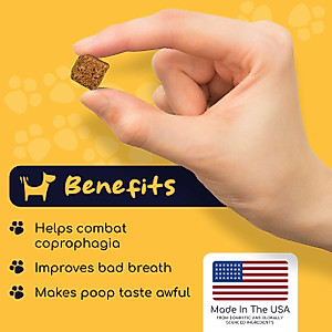 Stop Poop Eating for Dogs 120 Soft Chews - Dog No Scoot Coprophagia Stool Eating Deterrent with Bad Breath Remover and Digestive Enzymes for Gut Health and Nutrient Absorption