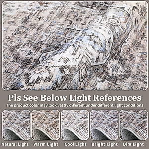 2x6 Runner Rug, Brown Vintage Distressed Washable Rug Runner for Hallway Laundry Room, Ultra-Thin Soft Non-Slip Kitchen Runner Rug for Entryway Bedroom (Brown, 2'x6')