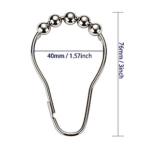 Shower Curtain Rings, Shower Curtain Hooks Brushed Nickel, 36 PCS Metal Ring for Shower Curtain Rods