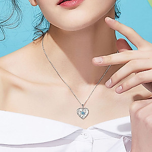 WINNICACA Sea Turtle Necklace for Women, Sterling Silver Heart Locket Necklace with Created Opal, 18+2 inch Rolo Chain, Picture Locket Necklace for Girls, Christmas Gifts for Mom