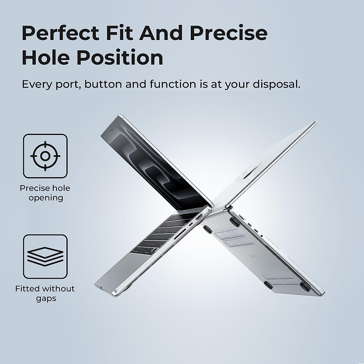 EooCoo Compatible for MacBook Pro 14 inch Case 2023 2022 2021 Release M2 A2779 A2442 M1 Pro M1 Max Chip, Hard Shell Cases with Keyboard Cover, Screen Protector - Crystal Clear