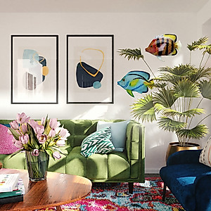 Tropical Fish Wall Decor Black Hanging Wall Art Décor Sculpture Statues Ocean Sea Decorations For Home Nursery Office Garden Patio Fence Bathroom Yard Pool Indoor Outdoor Beach Nautical Theme Fish6