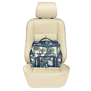 FH Group E-Z Travel™ Lined Print Lunch Cooler Bag - Reusable Lunch Box for Work, Picnics, and Camping Dark